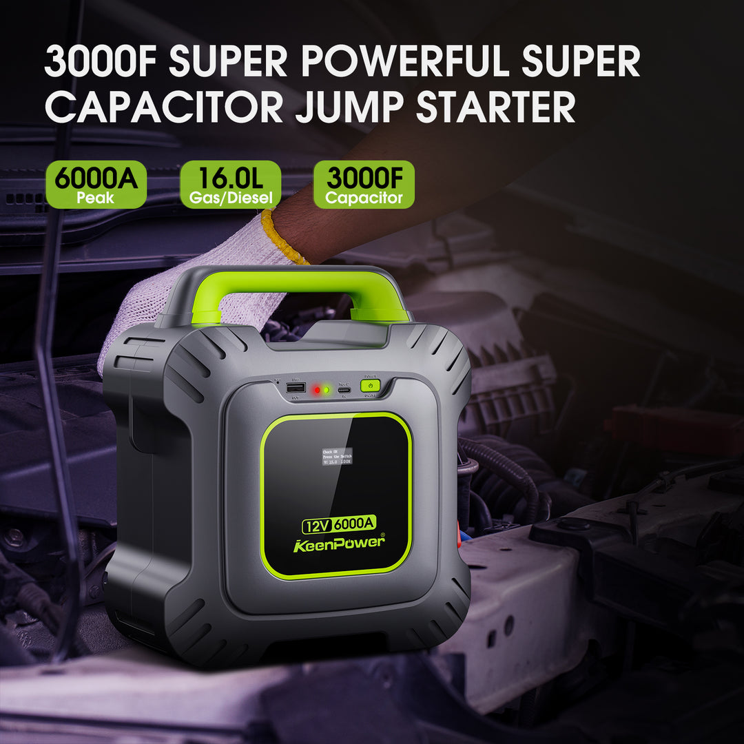 KeenPower 6000A Super Capacitor Jump Starter 12V Car Battery Booster J